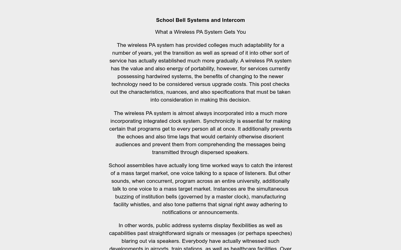 Wireless School PA Systems